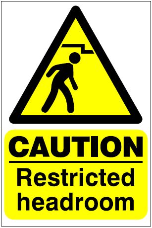 CH033 - Site Safety Sign - Hazard Signs - Caution Restricted headroom ...