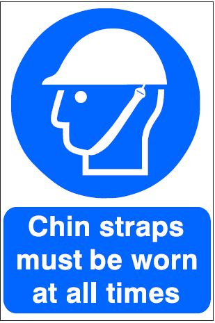 CM018 - Site Safety Sign- Mandatory - Chin straps must be worn at all ...